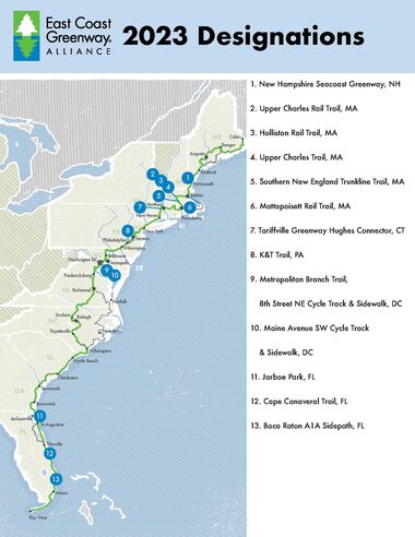East Coast Greenway - 2023 East Coast Greenway Designations